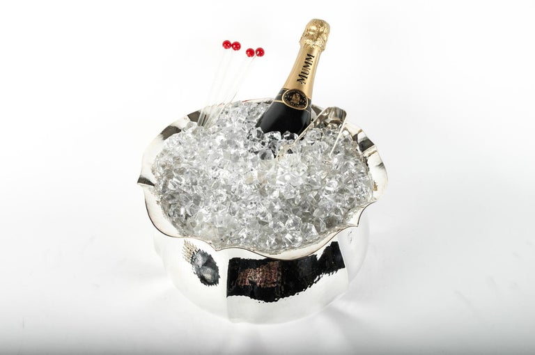European Hammered Silver Plated Barware Champagne Cooler For Sale at ...