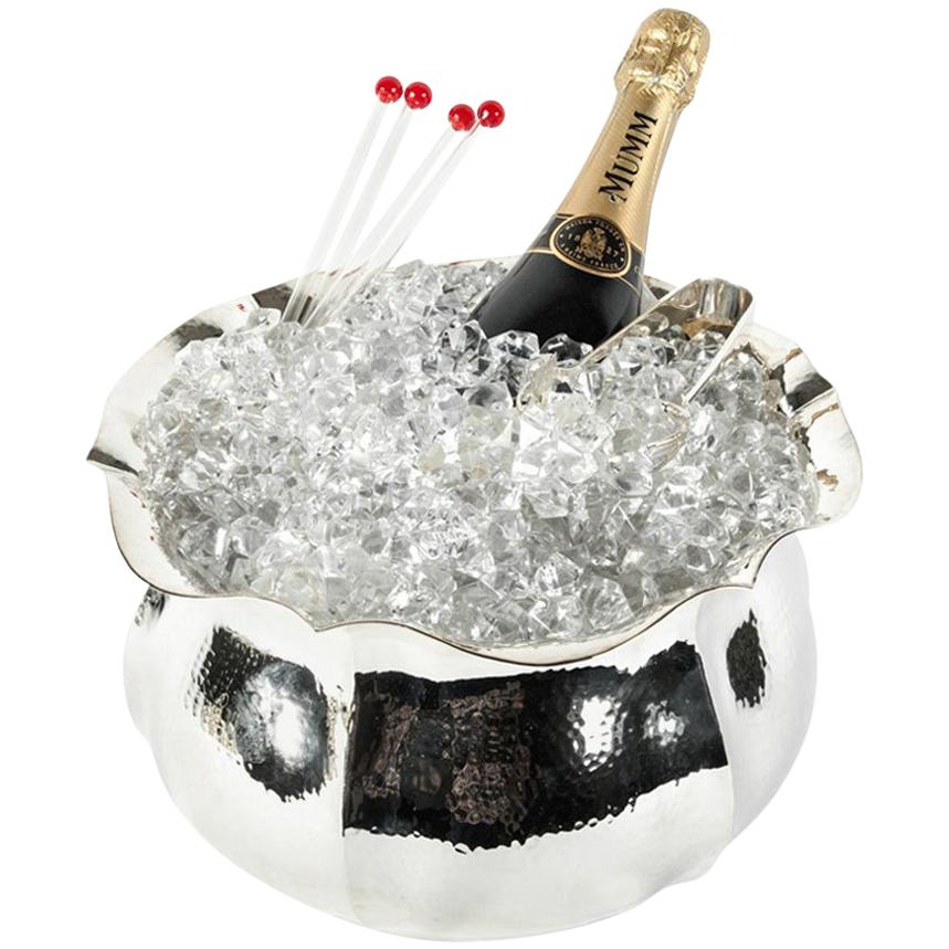 European Hammered Silver Plated Barware Champagne Cooler For Sale at ...