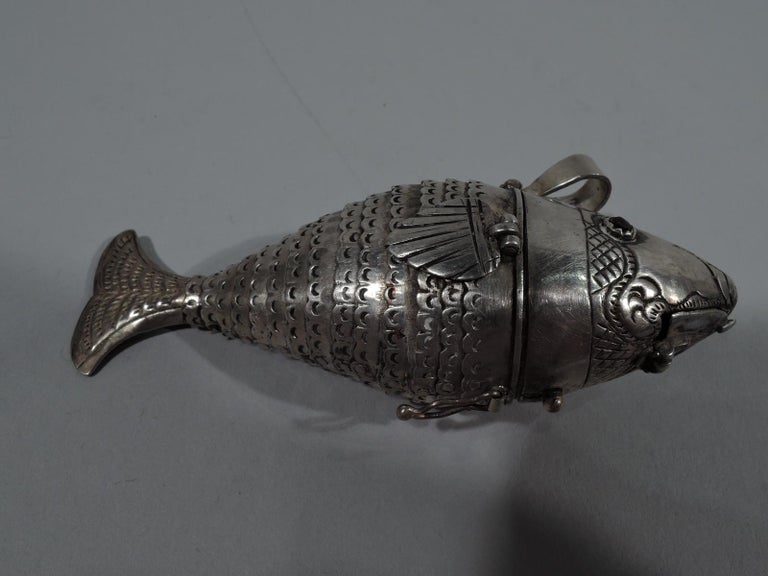 European Japonesque Silver Spice Box in Form of Articulated Fish For ...