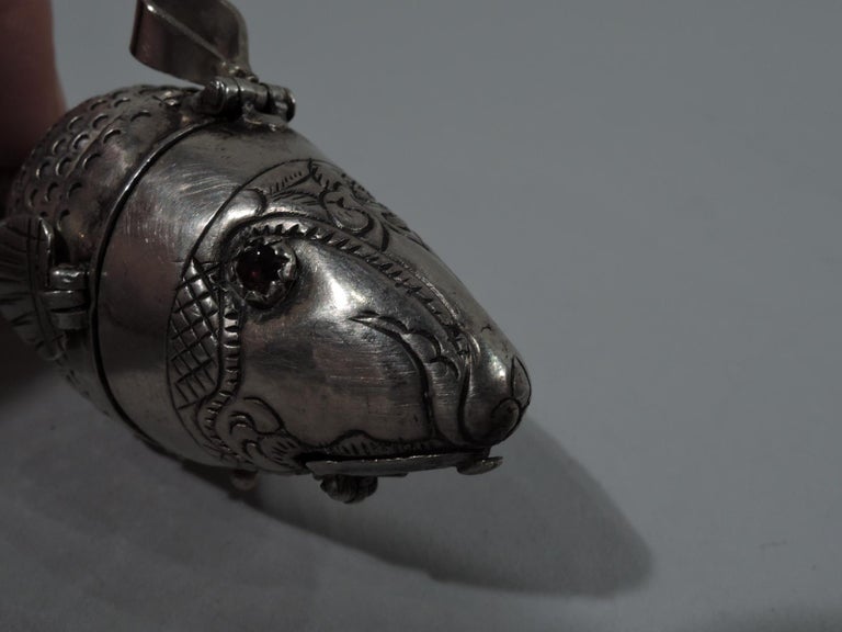European Japonesque Silver Spice Box in Form of Articulated Fish For ...