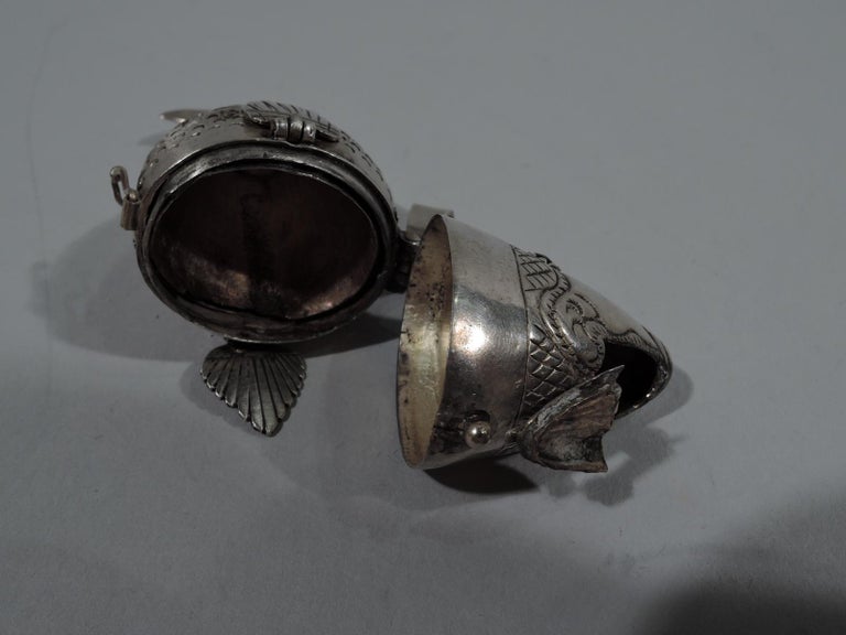 European Japonesque Silver Spice Box in Form of Articulated Fish For ...