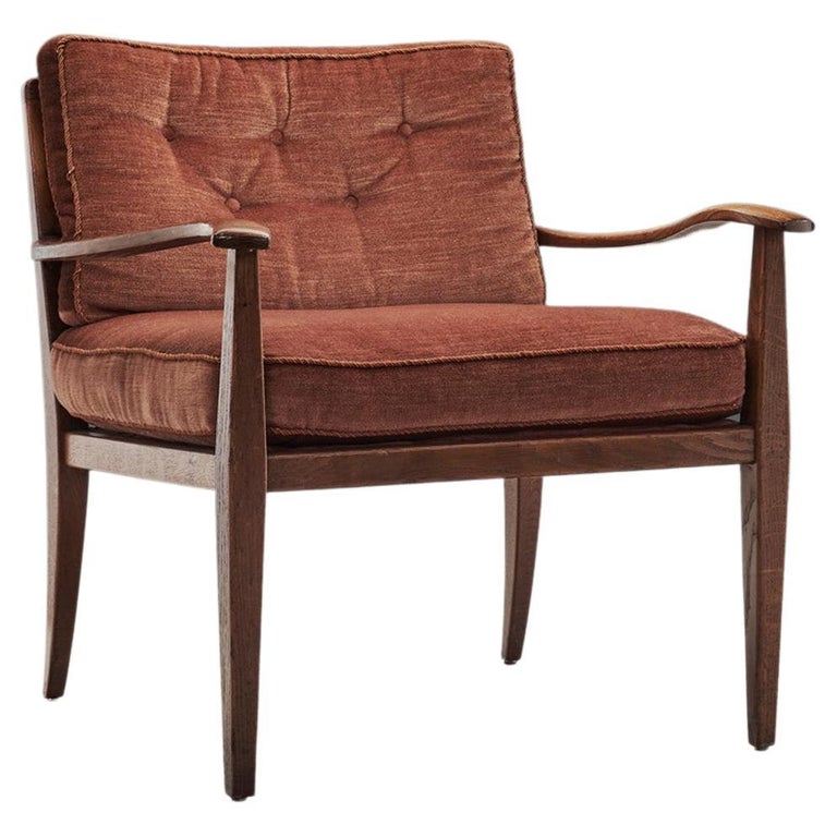European Low Back Armchair with Upholstered Seat, Europe, ca 1950s For ...