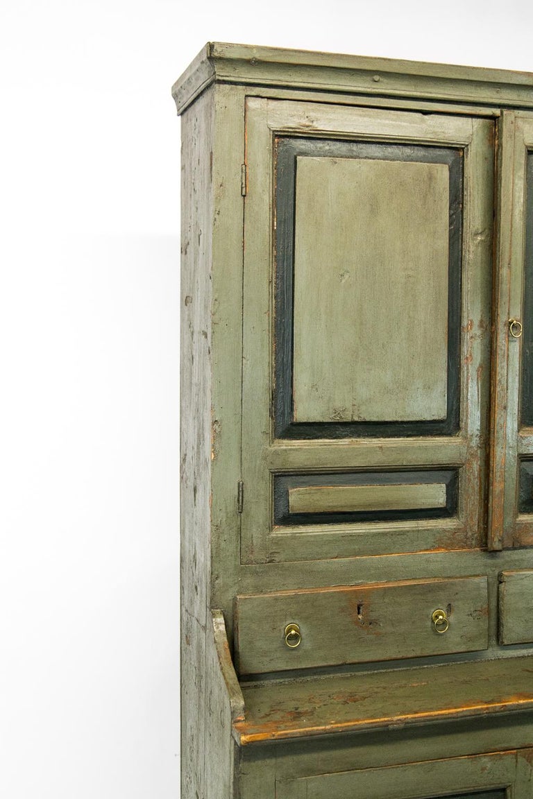 European Painted Step Back Cupboard at 1stDibs