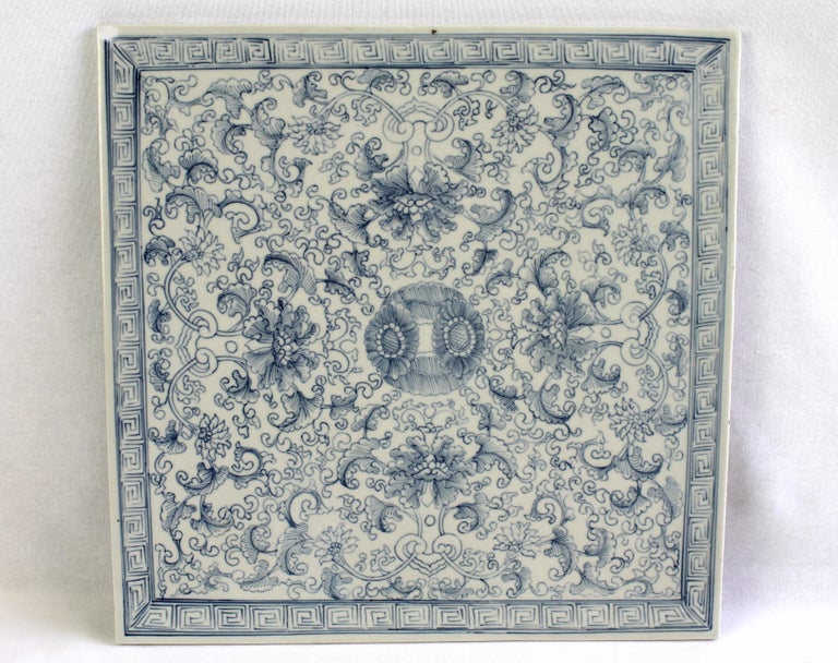 European Porcelain Hand-Painted Blue and White Tile at 1stDibs