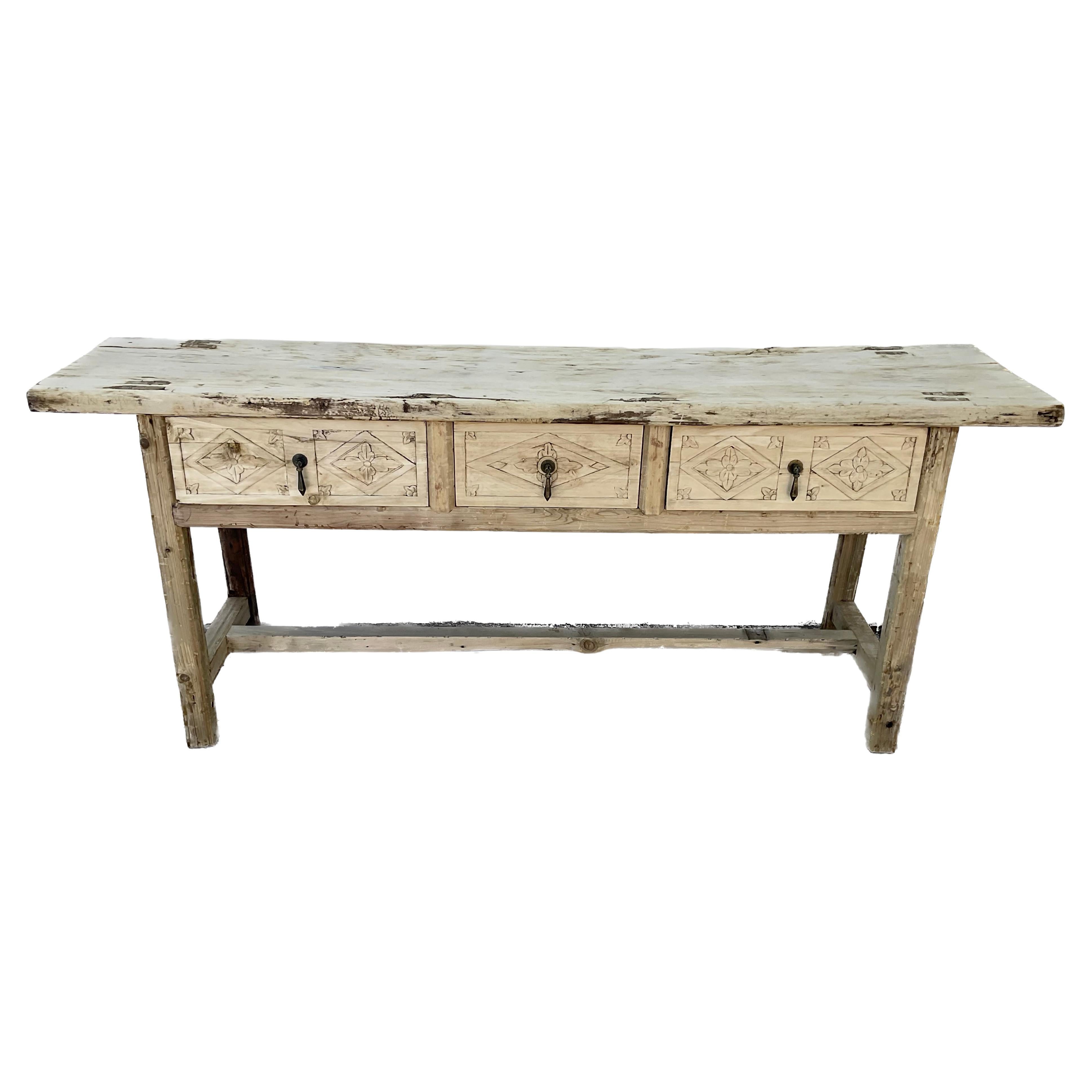 Rustic Country Walnut Server For Sale at 1stDibs