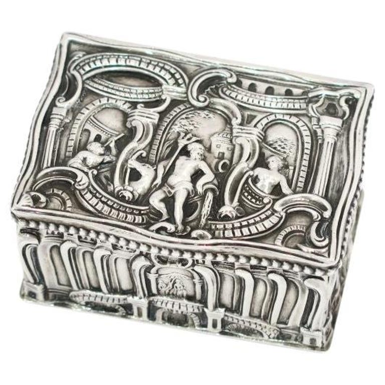 European Silver Gebruder Dingeldein Antique German Hanau Neptune Snuff ...