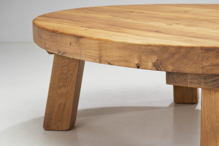 European Solid Wood Oval Coffee Table, Europe, ca 1950s For Sale at 1stDibs