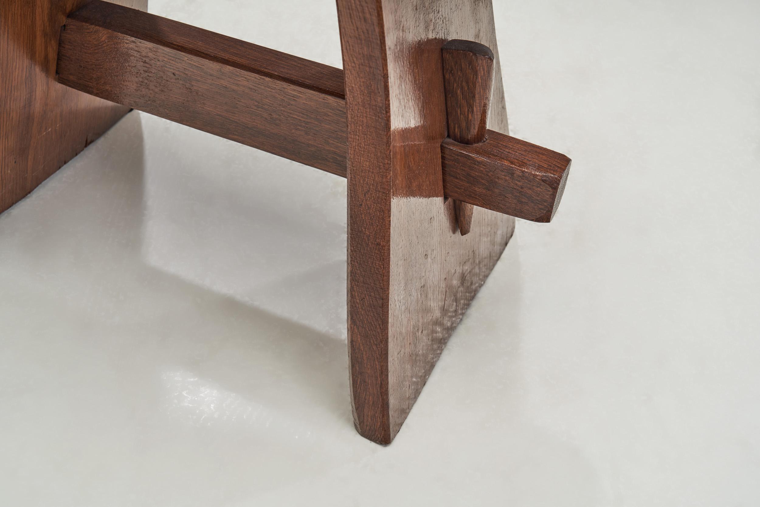 European Solid Wood Stool with Mortise and Tenon Joinery, Europe ca ...