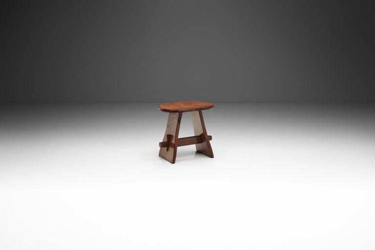 European Solid Wood Stool with Mortise and Tenon Joinery, Europe ca ...