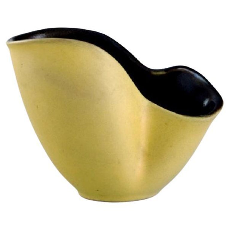 European Studio Ceramicist, Small Unique Vase with Wavy Edge in Glazed ...