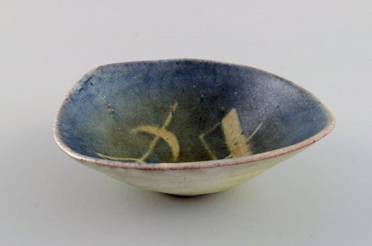 European Studio Ceramicist, Unique Freeform Bowl in Glazed Ceramics ...