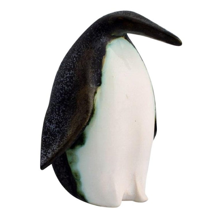 European Studio Ceramicist, Unique Penguin in Glazed Ceramics, 1980s ...
