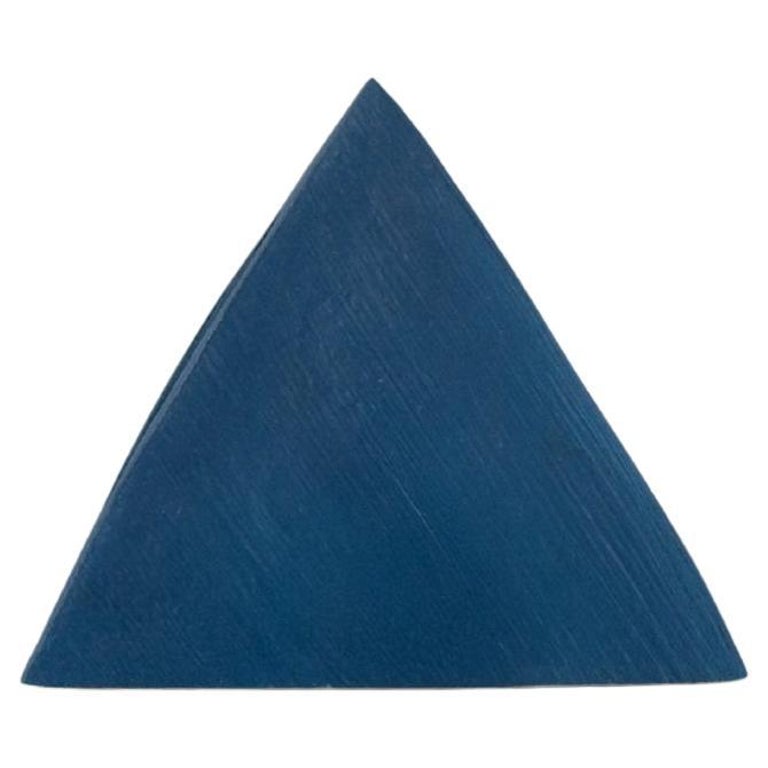 European Studio Ceramicist, Unique Triangular Vase in Blue Glaze, Late ...