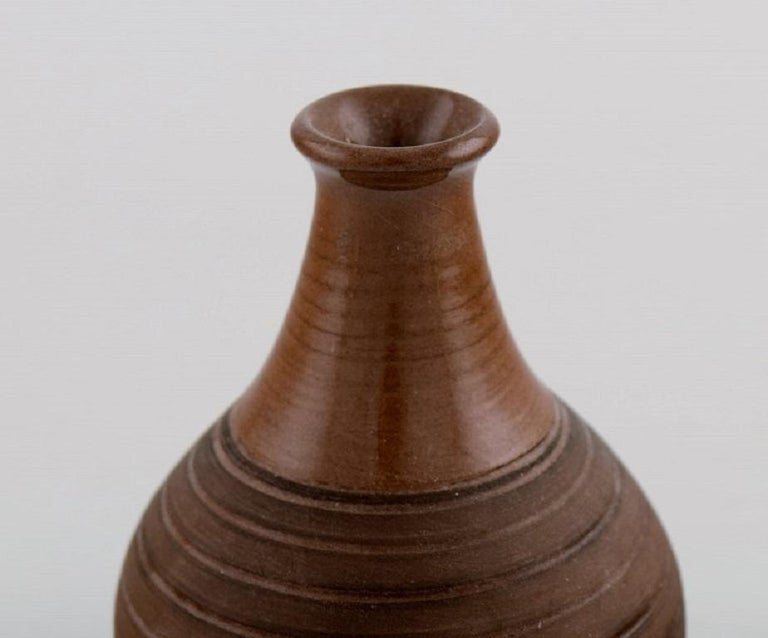 European Studio Ceramicist, Vase in Glazed Ceramics with Grooved Body ...