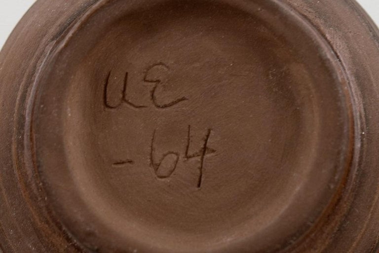 European Studio Ceramicist, Vase in Glazed Ceramics with Grooved Body ...