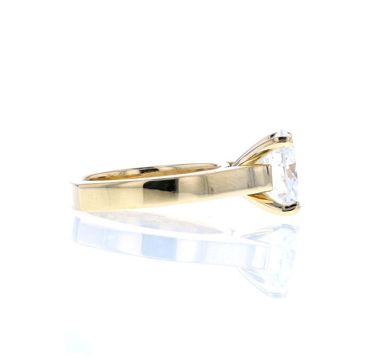 European Style Shank Large Gold Band Diamond Engagement Ring at 1stDibs ...