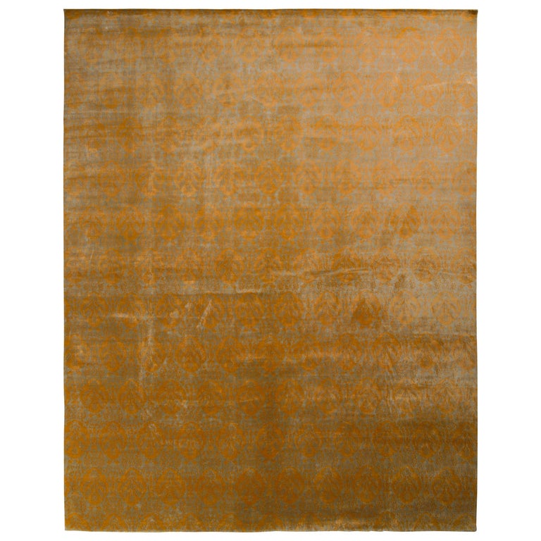 Rug and Kilim's European Style Transitional Rug in Gold Green All-Over ...