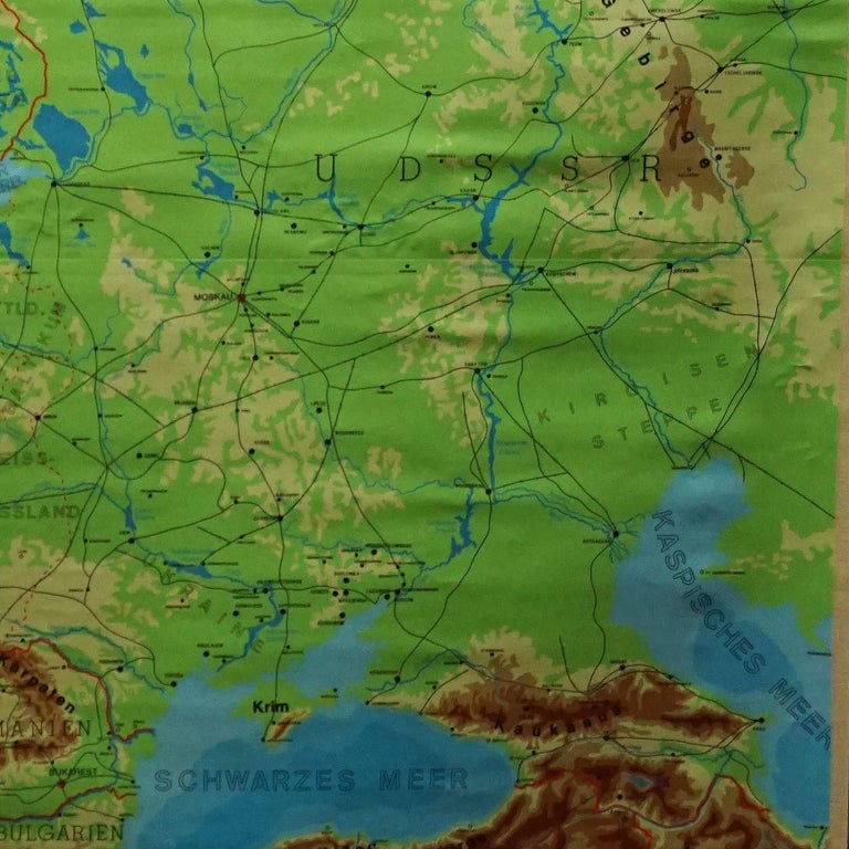 European Train Traffic Pull-Down Poster Map Wall Chart For Sale at 1stDibs