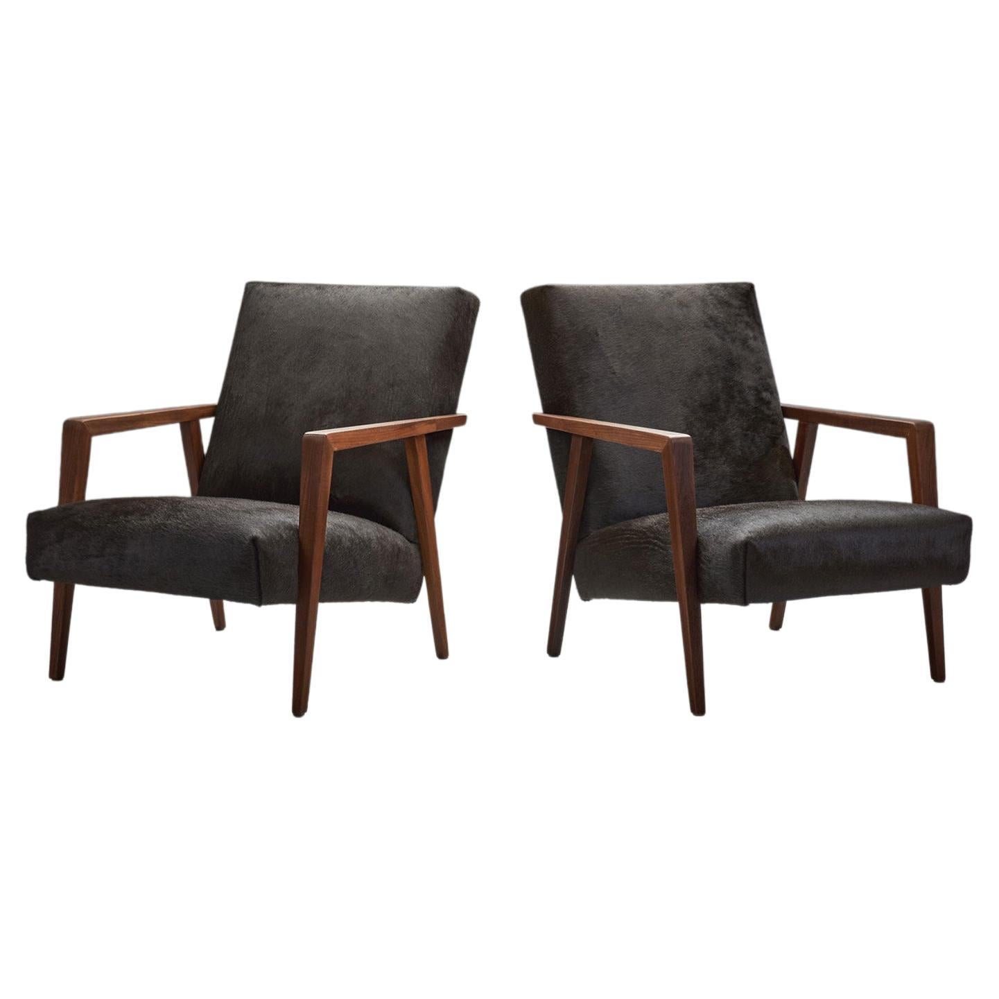 European Mid-Century Modern Lounge Chairs with Double Bun Feet, Europe ...