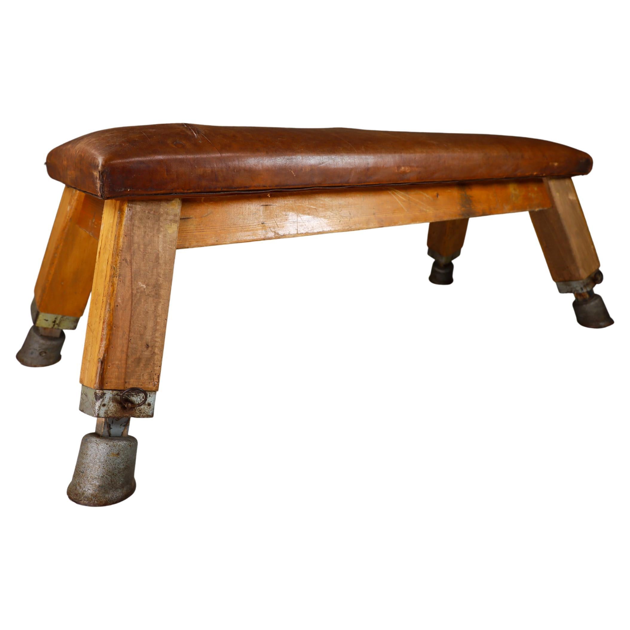 Vintage French Leather Gym Bench at 1stDibs