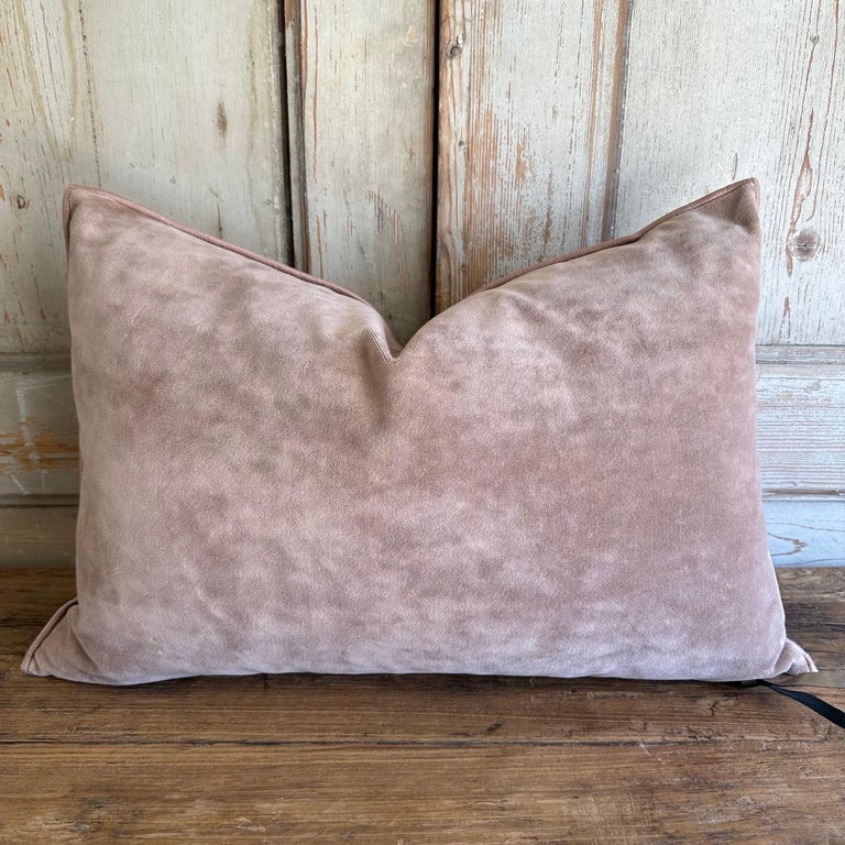 European Vintage Style Blush Velvet Accent Pillow with Down Insert For ...