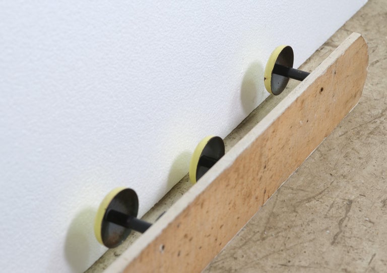 European Wall Coat Rack 5 Yellow Round Hooks Wood Backing For Sale at ...