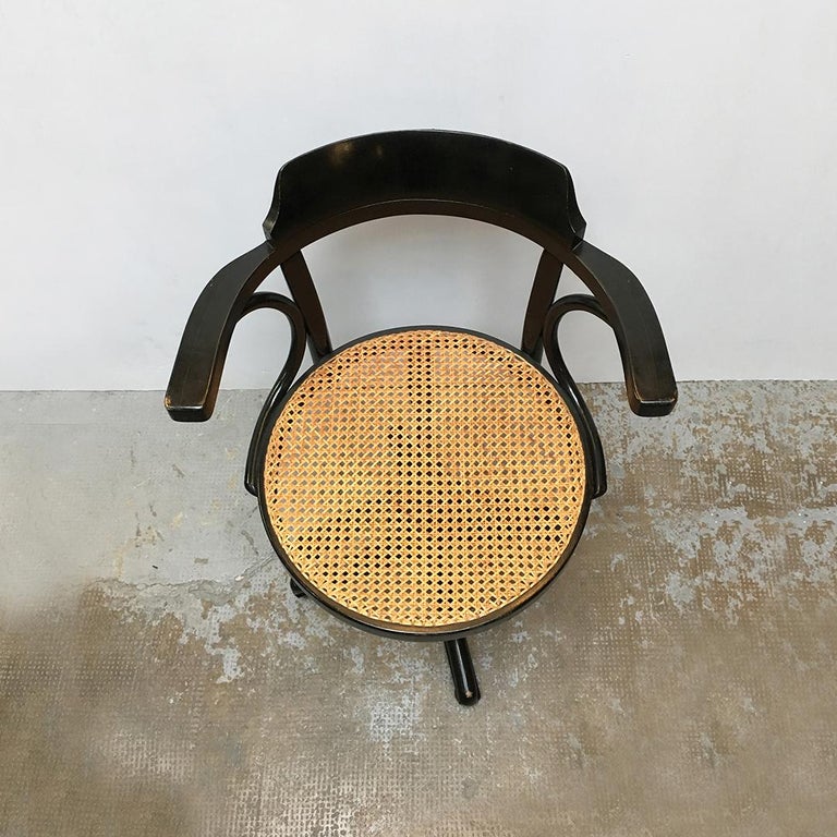 European Wood and Vienna Straw Swivel Chairs in Thonet Style, 1900s For Sale at 1stDibs