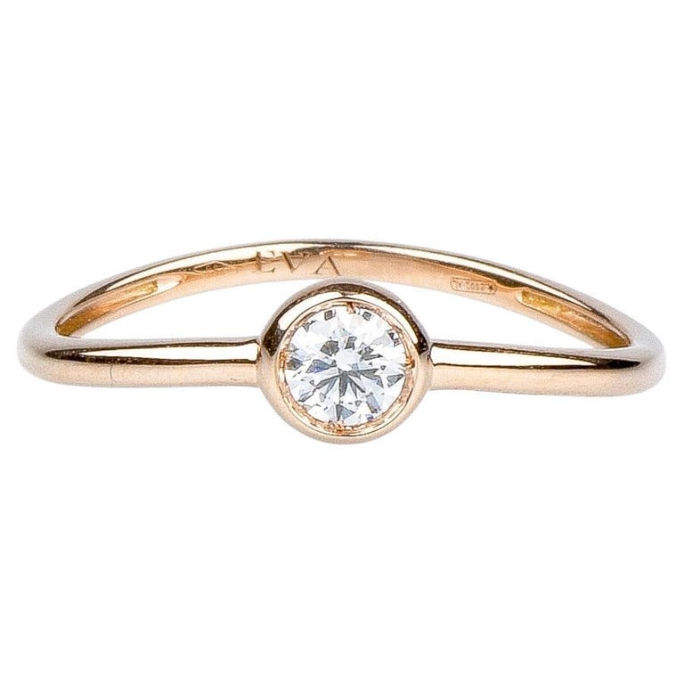 EVA certified Chiara 0.20 carat round brillant synthetic diamond pink gold ring For Sale at 1stDibs