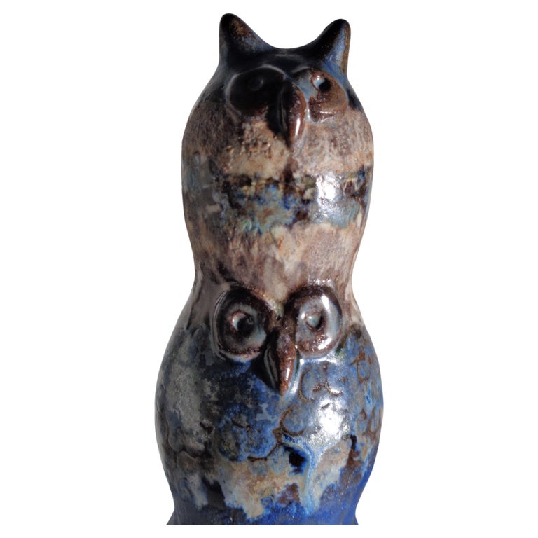 Eva Fritz-Lindner Majolika Karlsruhe Owl Totem Sculpture For Sale at ...