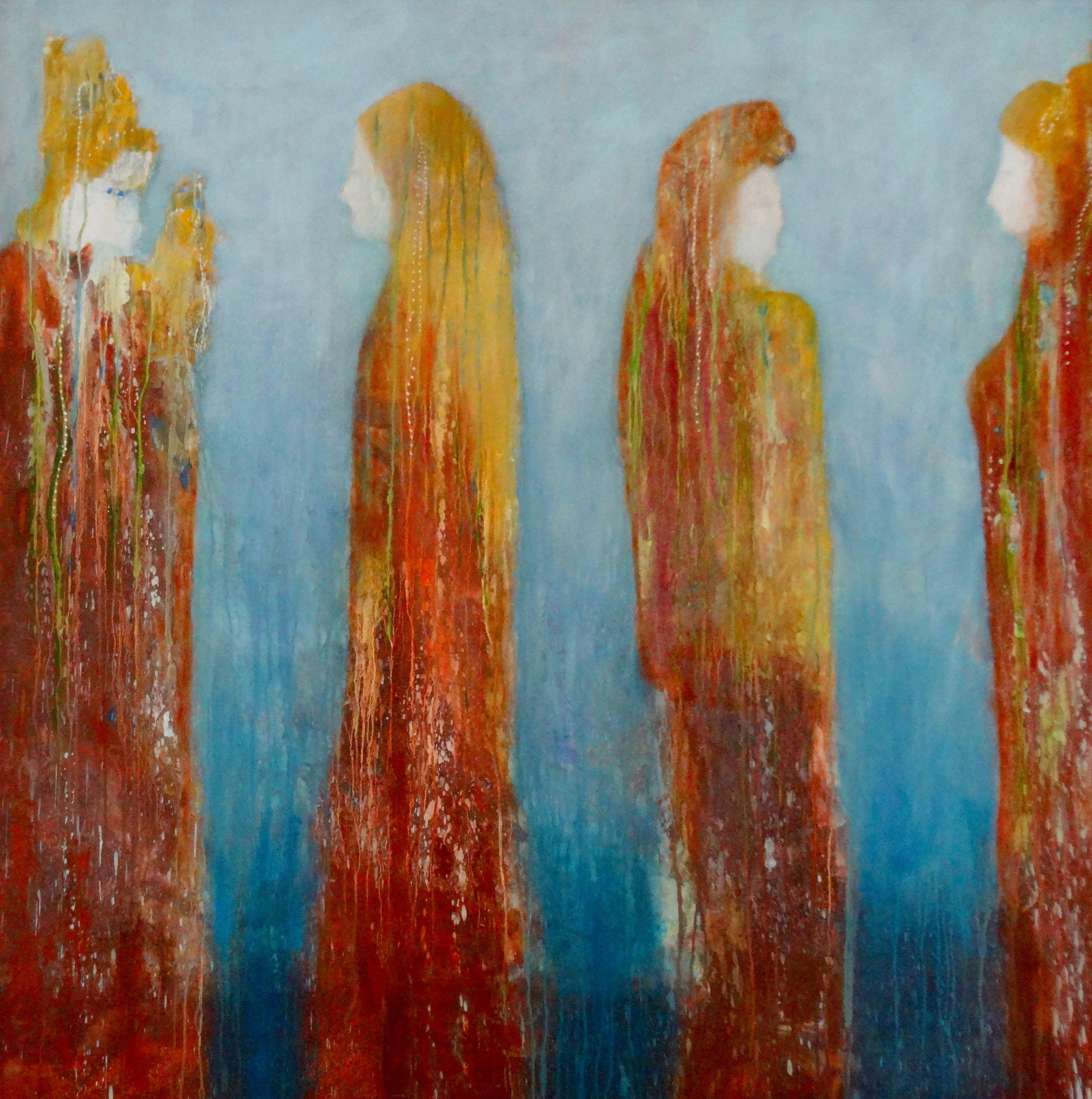 Eva Hoffmann - Buddha, Painting, Oil on Canvas For Sale at 1stDibs