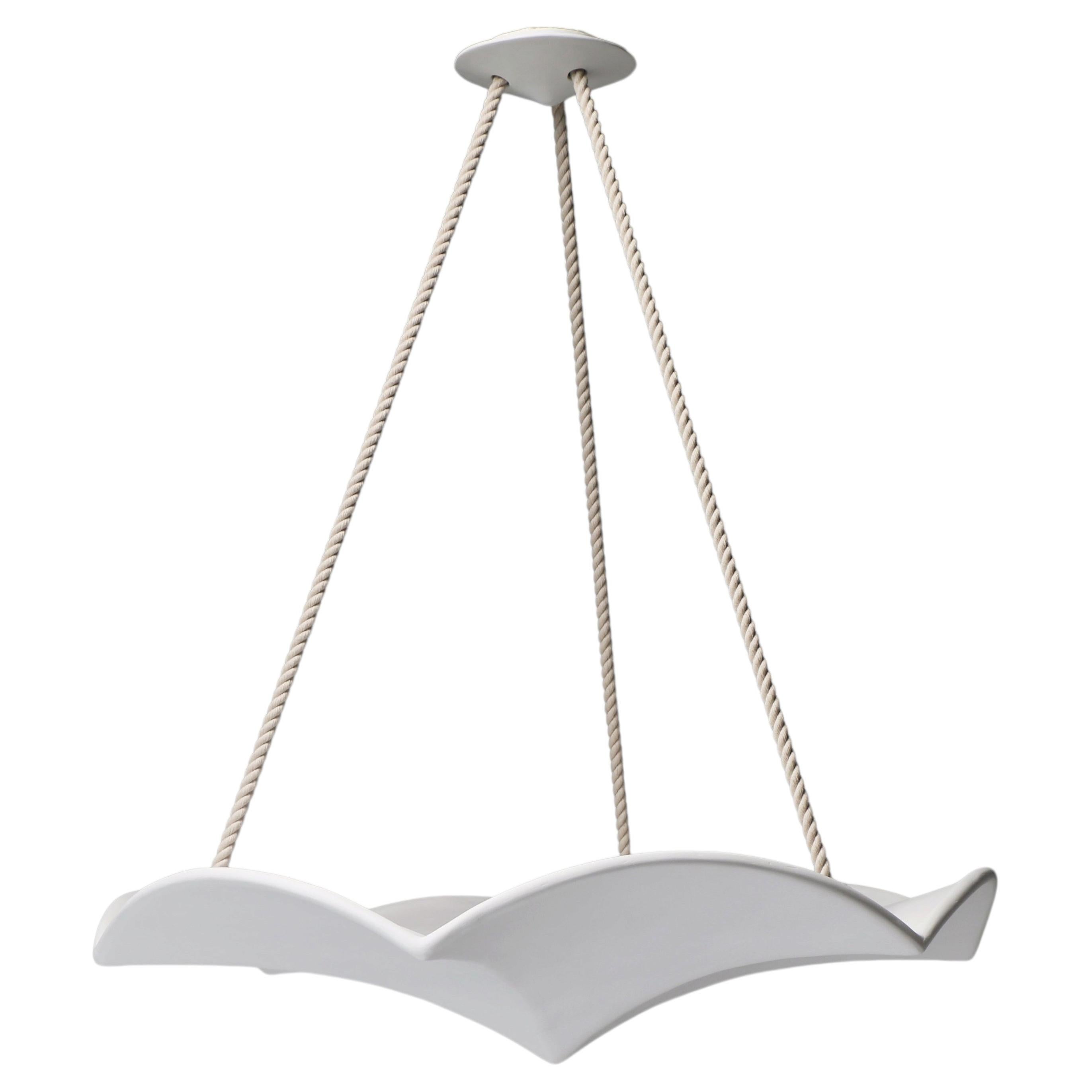 „Veris" White Plaster Chandelier 30", in the Manner of Jean-Michel ...