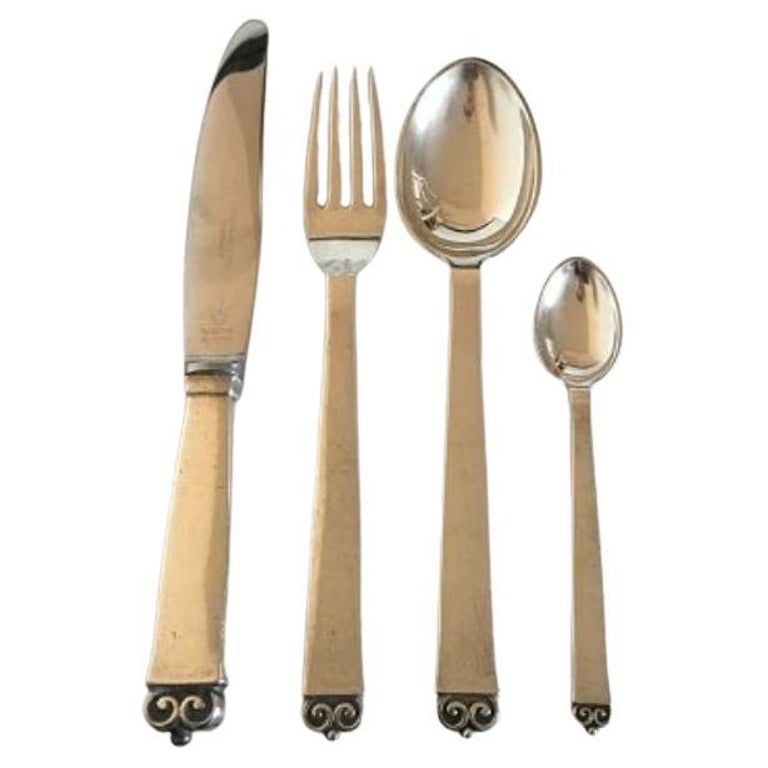 Evald Nielsen No 28 Sterling Silver Flatware Set for 12 People, 48 ...