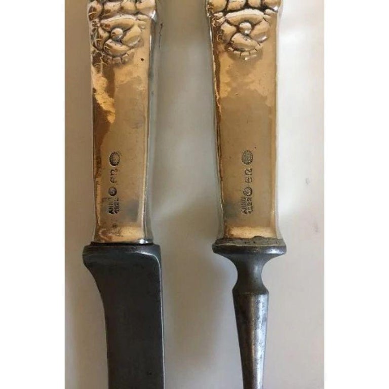 Evald Nielsen Silver and Steel No 12 Carving Set For Sale at 1stDibs