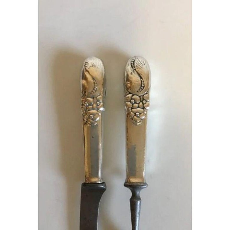 Evald Nielsen Silver and Steel No 12 Carving Set For Sale at 1stDibs