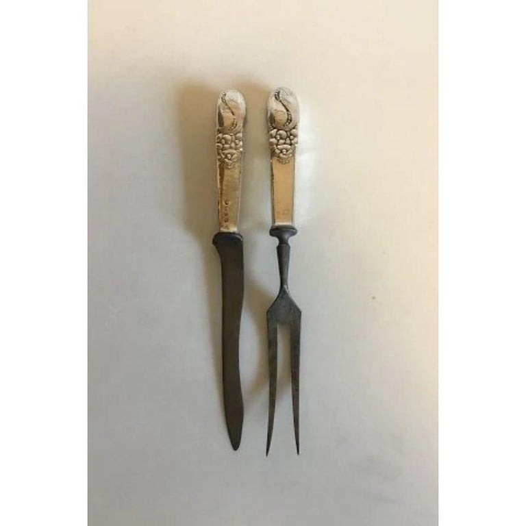 Evald Nielsen Silver and Steel No 12 Carving Set For Sale at 1stDibs
