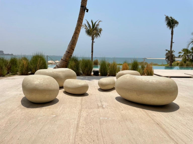 "Evasion" Outdoor Sculptured Pebble Stool Seat, Sandstone Cast For Sale ...
