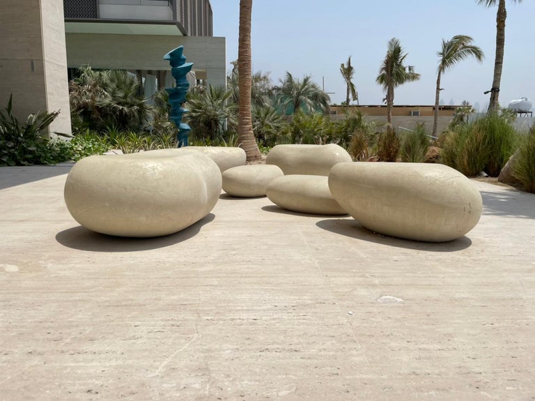"Evasion" Outdoor Sculptured Pebble Stool Seat, Sandstone Cast For Sale ...