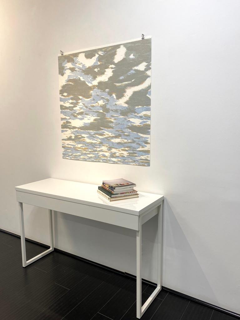 Eve Stockton - Clouds 22, Woodcut Print of Sky, Cloud Blue, Gray, Cream ...