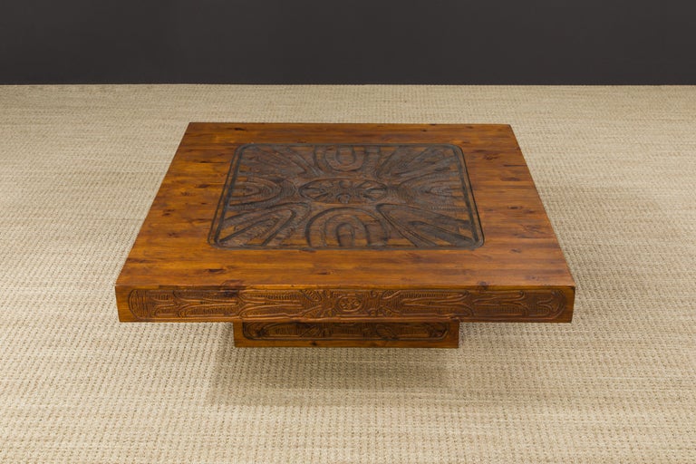 Evelyn Ackerman Attributed Mexican Modern Carved Wood Coffee Table ...