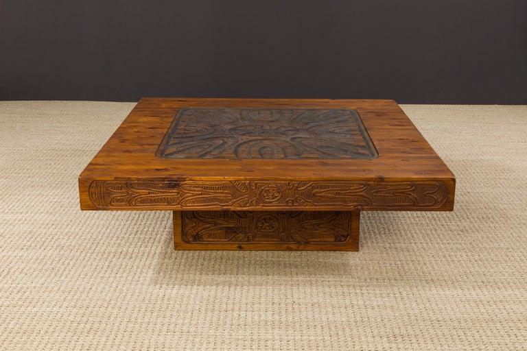 Evelyn Ackerman Attributed Mexican Modern Carved Wood Coffee Table ...