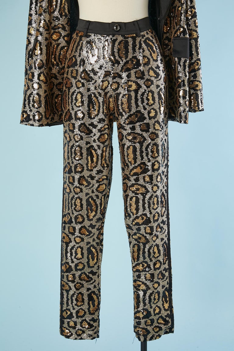 Evening double breasted trouser suit in sequin leopard pattern Circa ...