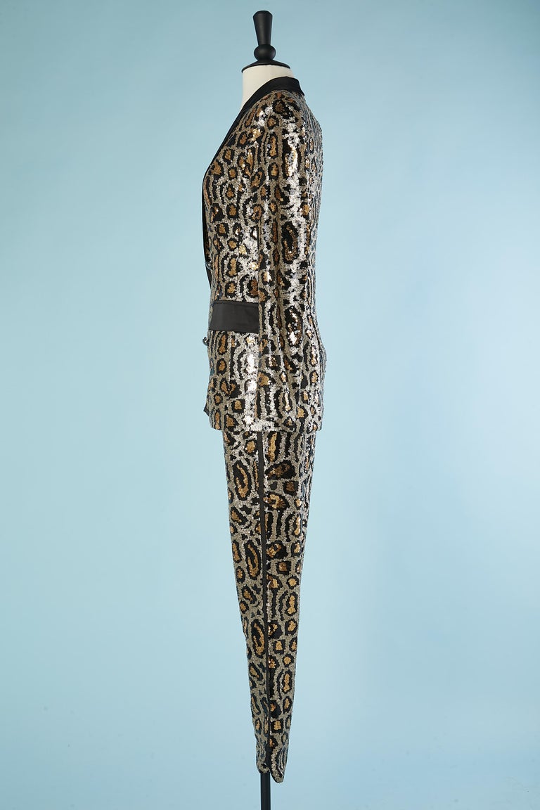 Evening double breasted trouser suit in sequin leopard pattern Circa ...