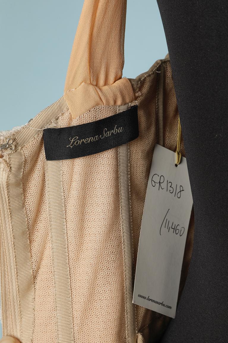Evening dress in peach color chiffon and sequin Lorena Sarbu For Sale ...