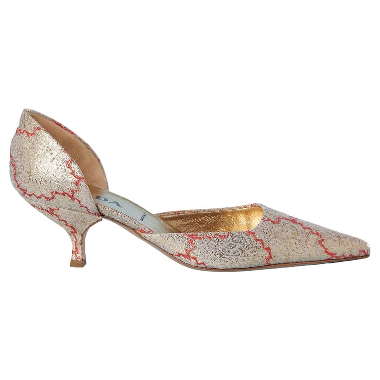 Evening heel shoes in damask brocade lurex Prada NEW For Sale at 1stDibs
