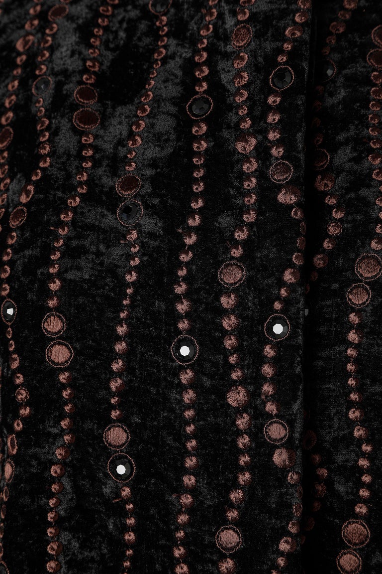 Evening velvet jacket with thread and cabochons embroidery André Laug ...