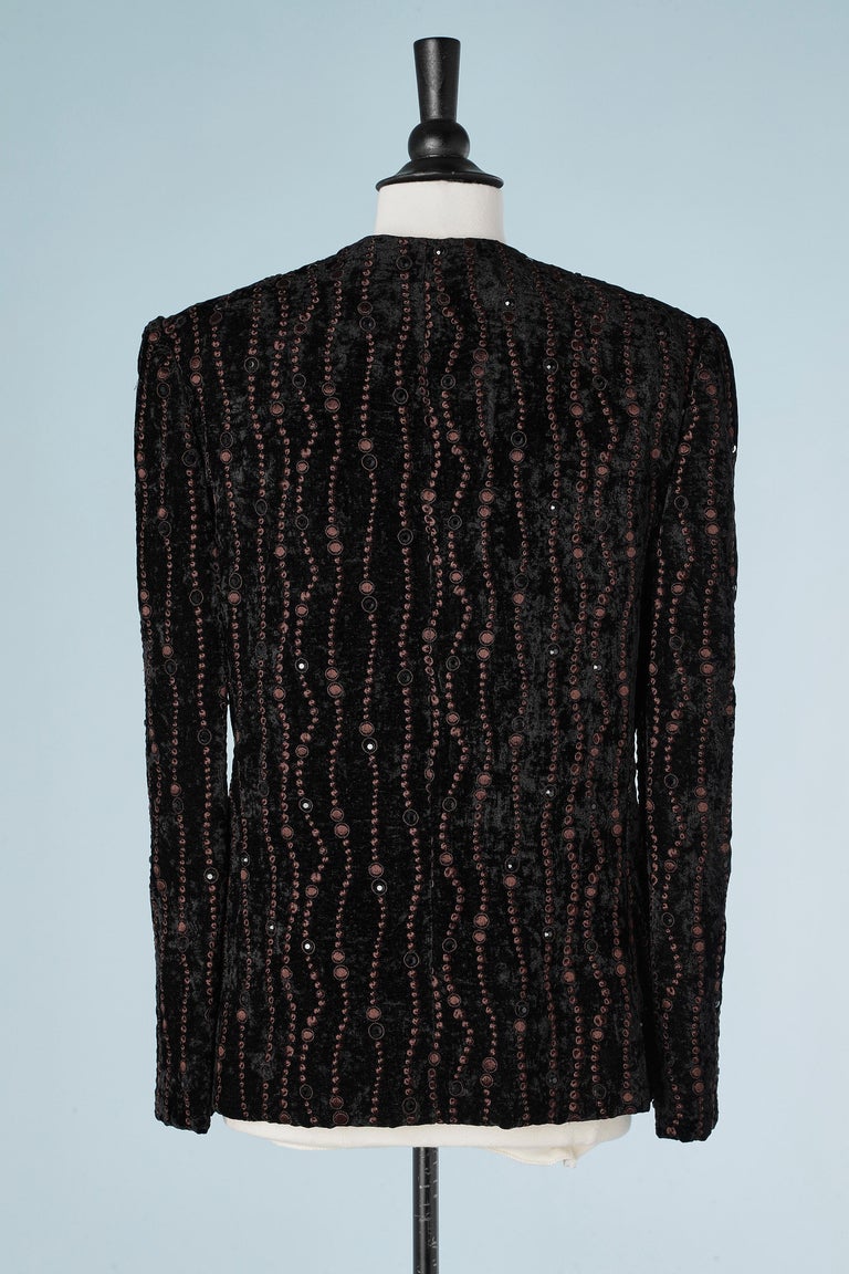 Evening velvet jacket with thread and cabochons embroidery André Laug ...