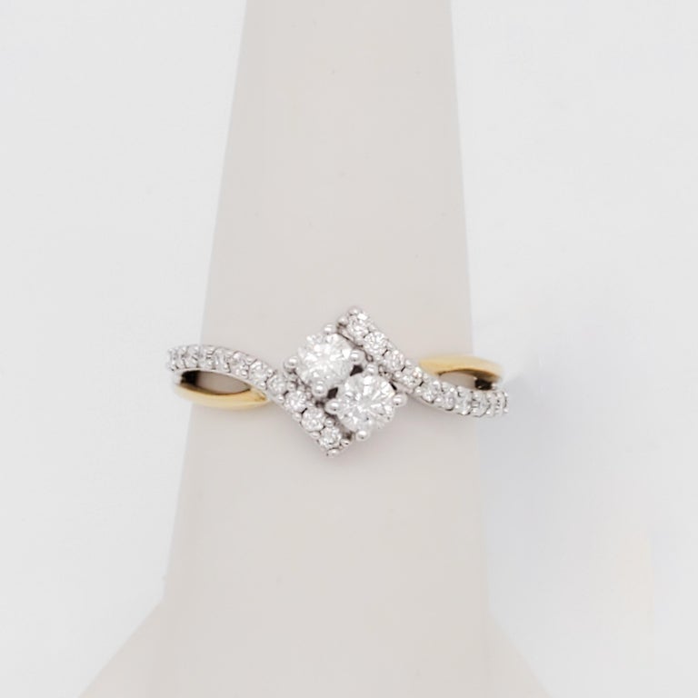 Ever Us White Diamond Ring in 14k Two Tone Gold For Sale at 1stDibs
