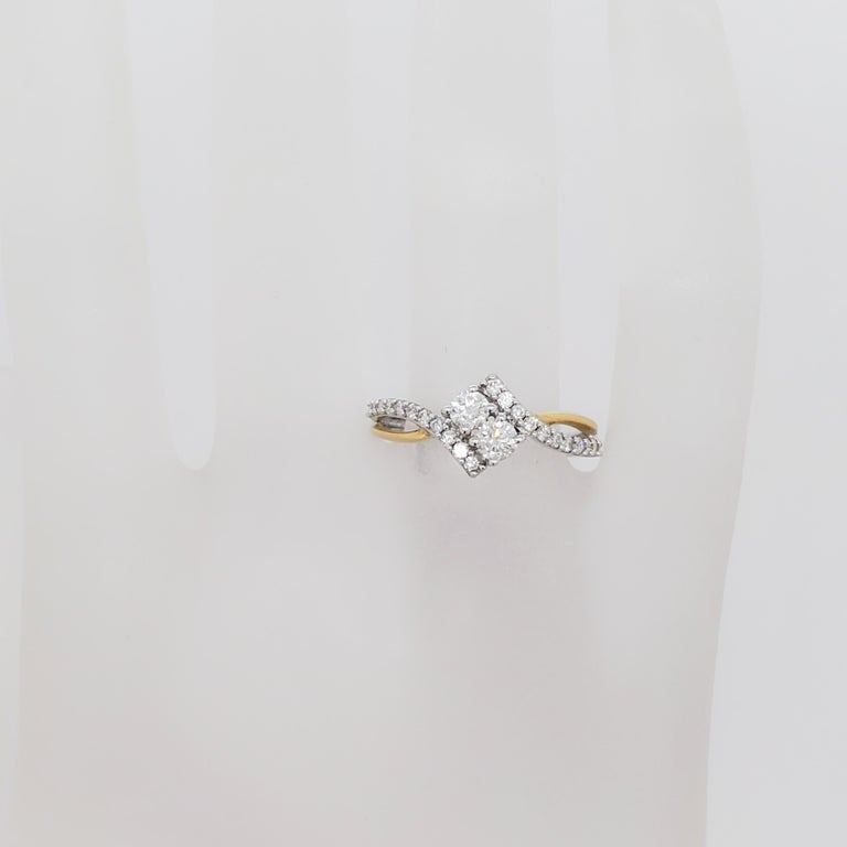 Ever Us White Diamond Ring in 14k Two Tone Gold For Sale at 1stDibs