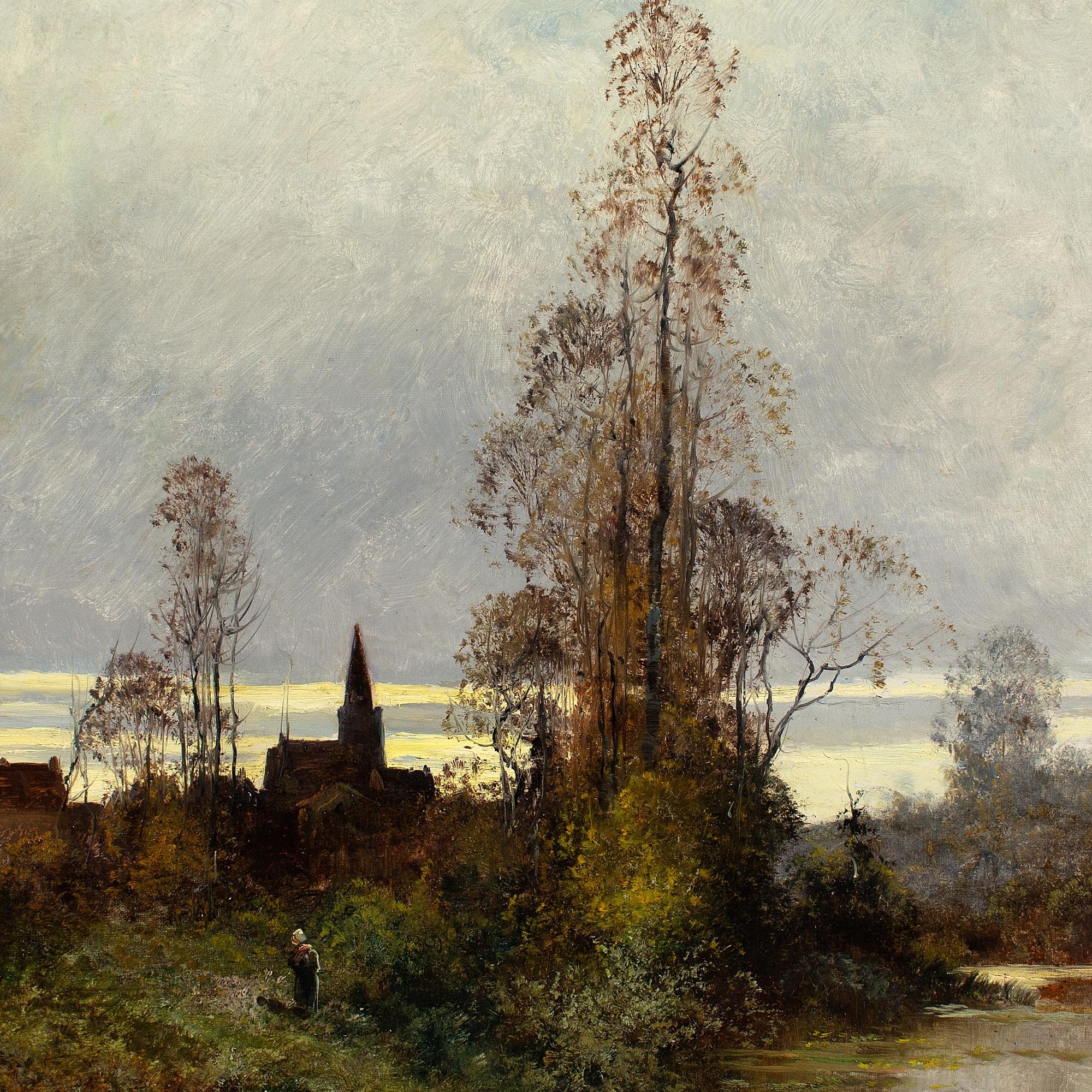 Everhardus Koster - Everhardus Koster, Paisaje con lago e iglesia ...