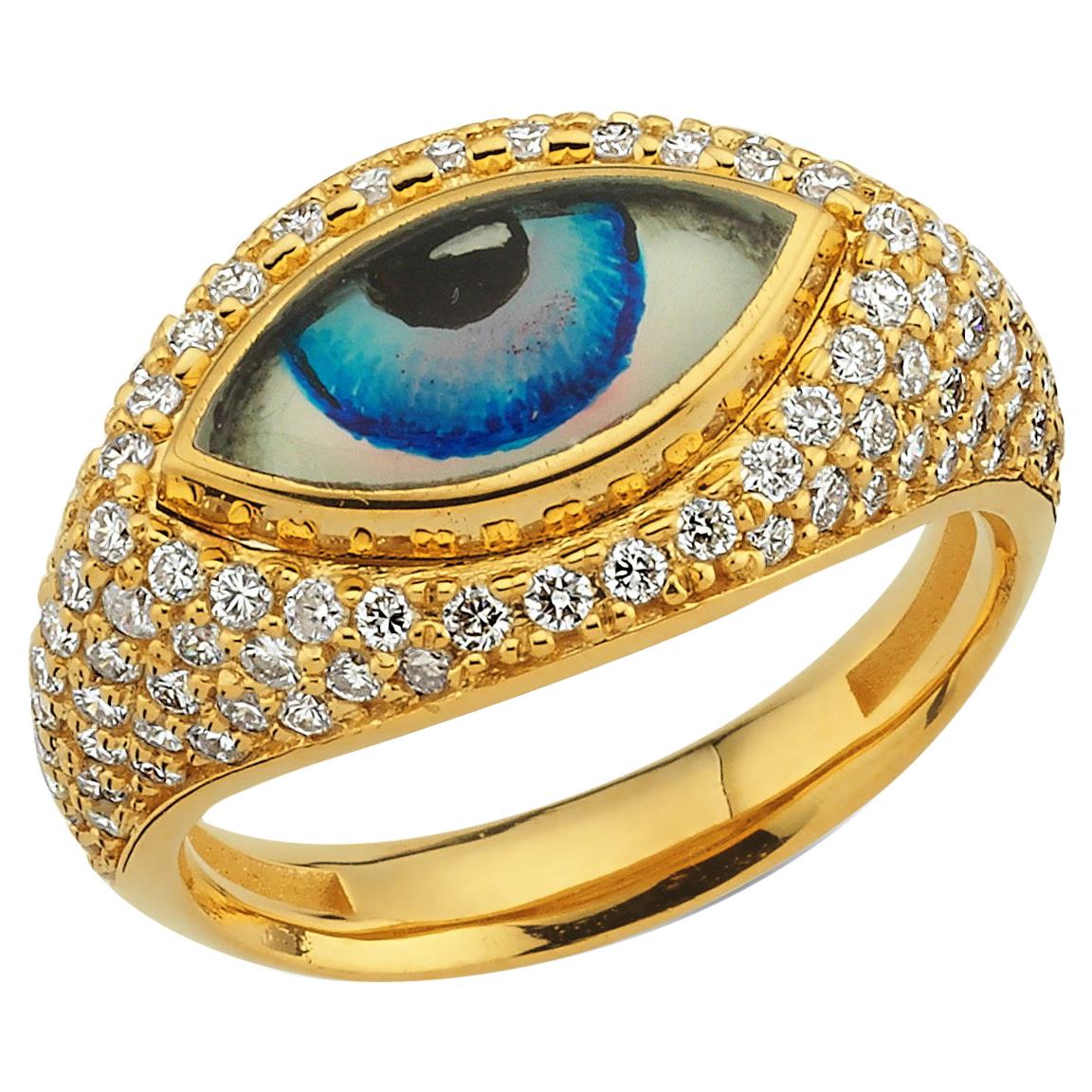 Customizable Evil Eye 1.00ct. Diamond Marquise Ring, Eye Painted Enamel ...
